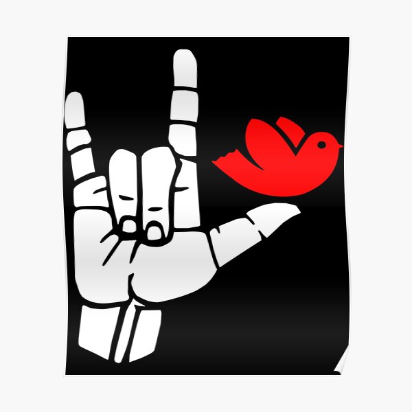 "ILY sign plus red bird ASL Sign Language Design " Poster for Sale by ...