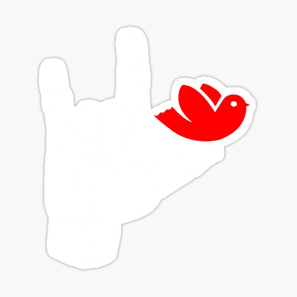 "ILY sign plus red bird ASL Sign Language Design " Sticker for Sale by ...