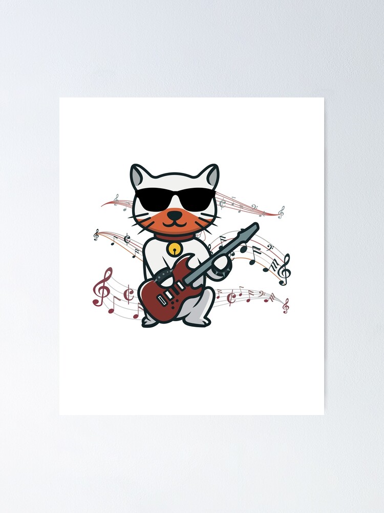 "Cute Rocker Cat" Poster for Sale by HappyLifeCreate | Redbubble