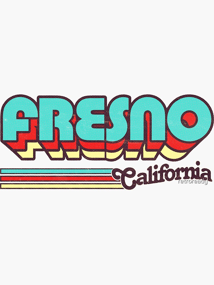"Fresno, CA | City Stripes" Sticker by retroready | Redbubble
