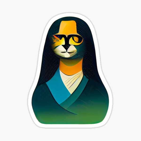 "Minimalist Mona Lisa cat" Sticker for Sale by hamptidampti | Redbubble