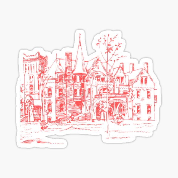 "Red Haunted House Drawing" Sticker for Sale by knightkid3 | Redbubble