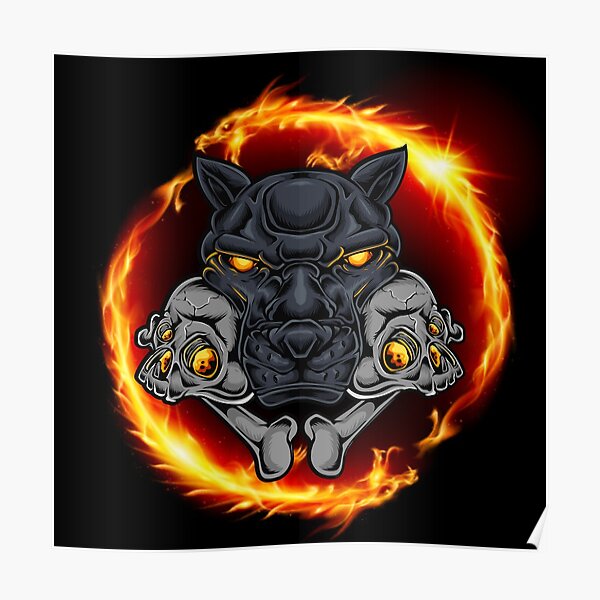 "Angry Dog in Fire Skull Ring " Poster for Sale by ArtOfStars | Redbubble