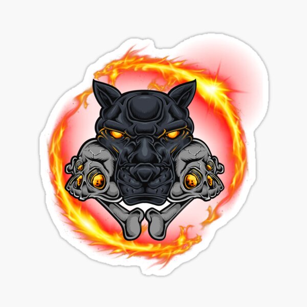 "Angry Dog in Fire Skull Ring " Sticker for Sale by ArtOfStars | Redbubble