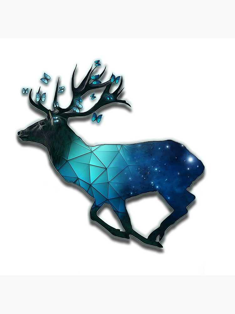 "3D Magical Deer Running full of Stars and Butterflies" Poster for Sale ...