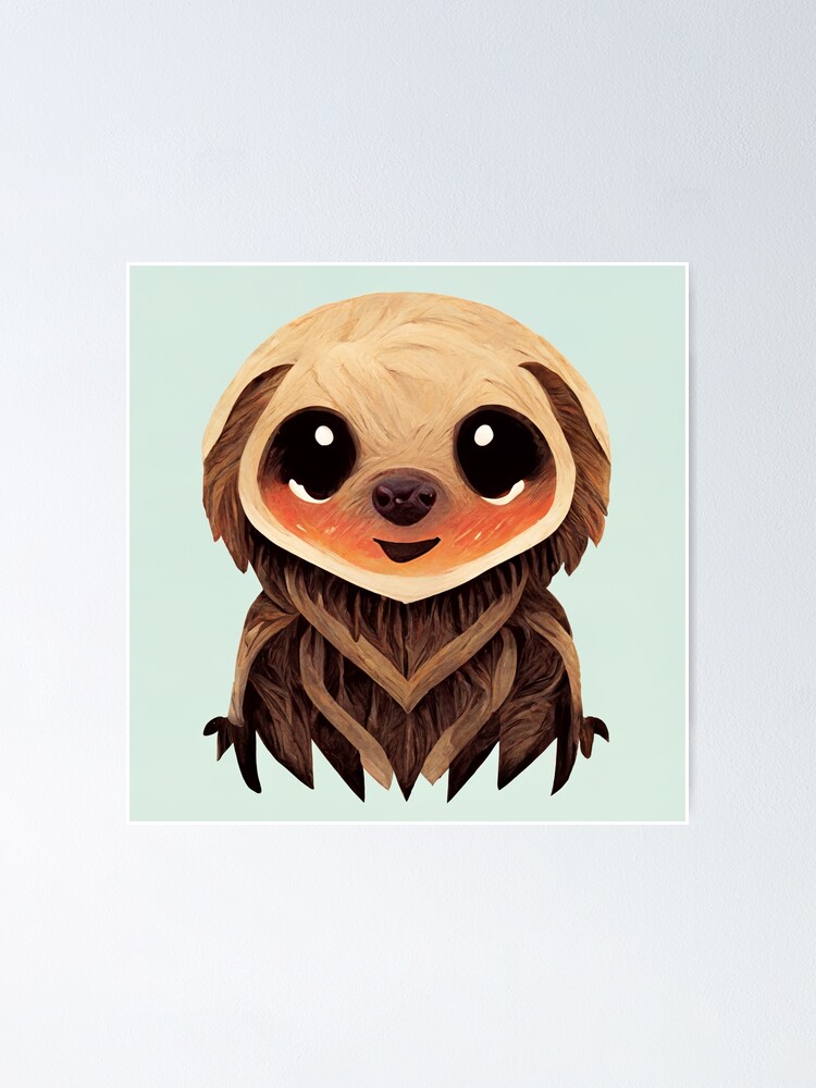 "Cute Smiling Sloth" Poster for Sale by Pauduwang | Redbubble