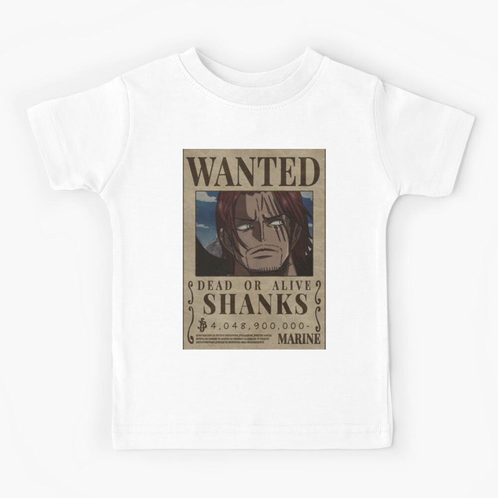 "Shanks One Piece Wanted Red Hair Bounty Poster" Kids T-Shirt for Sale ...