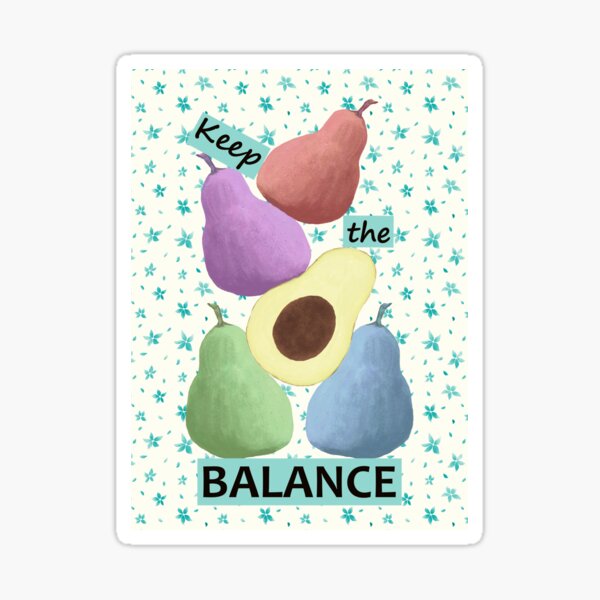 "Keep the balance - Tower of colorful pears in equilibrium" Sticker for ...