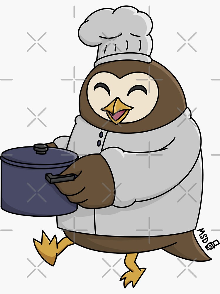 Pegatina «Owl Chef - Distinguido caballero de dibujos animados» de ...