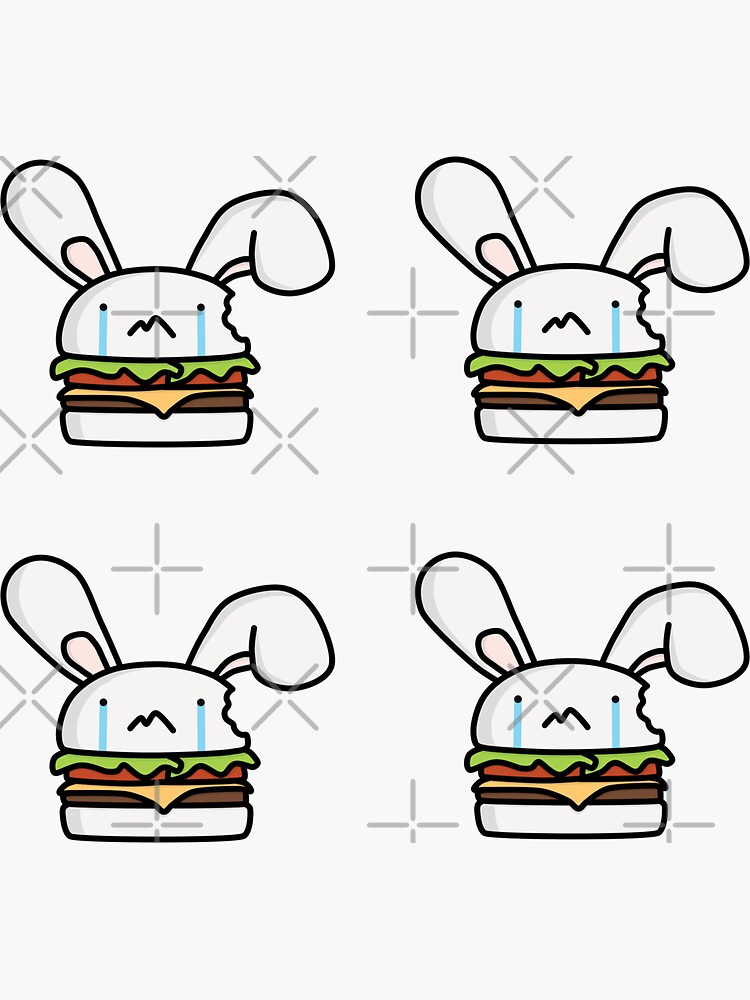 "Bitten Burger Bunny | Derpy Hamburger Rabbit | Cute" Sticker for Sale ...