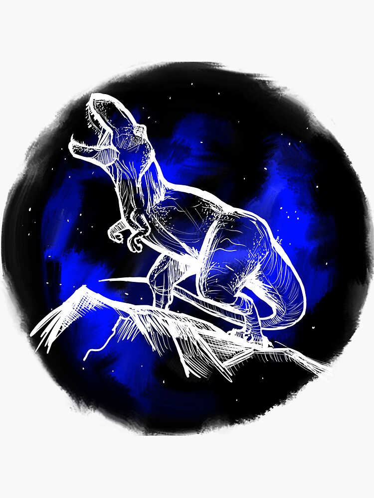 "Blue Galaxy T-Rex" Sticker for Sale by KingBillyArts | Redbubble