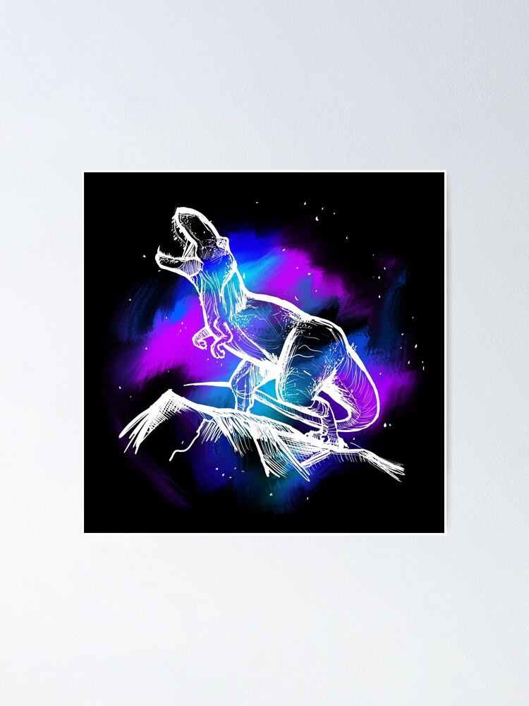 "Cool Colors Galaxy T-Rex" Poster for Sale by KingBillyArts | Redbubble