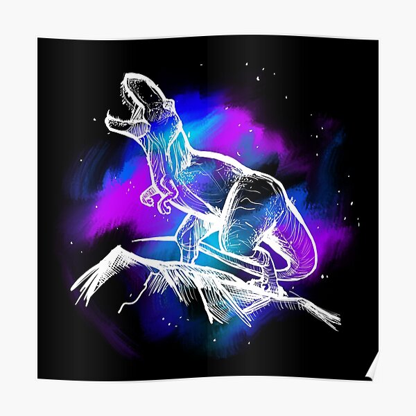 "Cool Colors Galaxy T-Rex" Poster for Sale by KingBillyArts | Redbubble