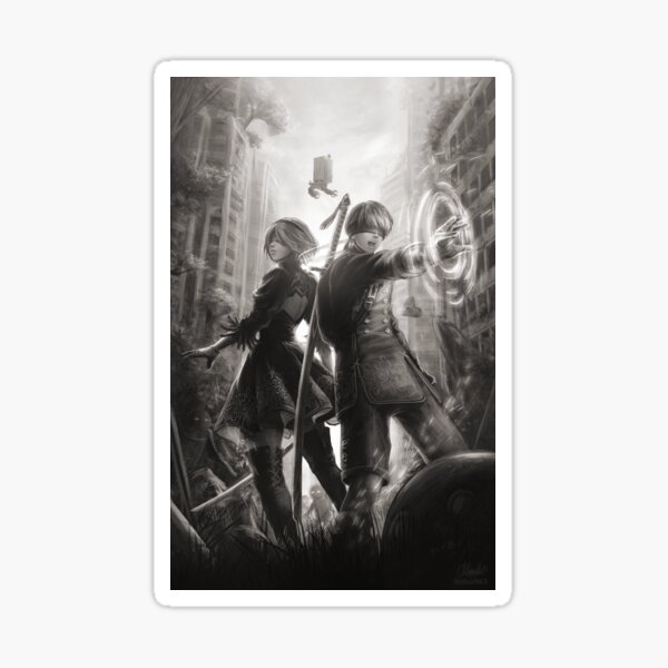 "NieR 2B + 9S" Sticker by Dice9633 | Redbubble