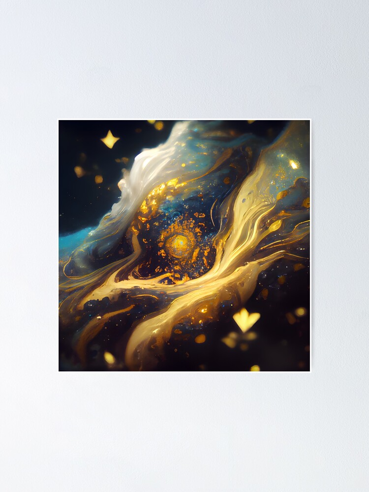 "Golden Galaxy Gilded Stars Universe" Poster for Sale by MythicPrompts ...