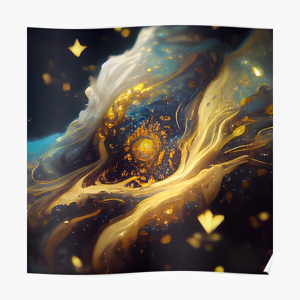 "Golden Galaxy Gilded Stars Universe" Poster for Sale by MythicPrompts ...