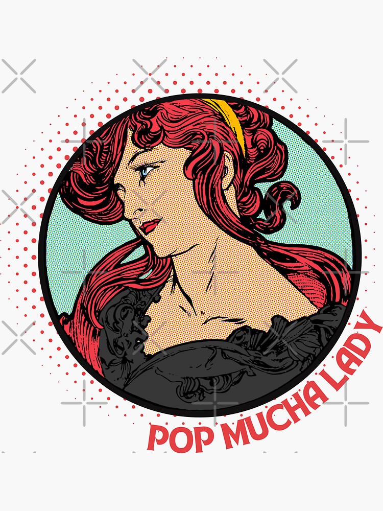 "Mucha Inspired Pop Lady v2" Sticker for Sale by lucyshome | Redbubble