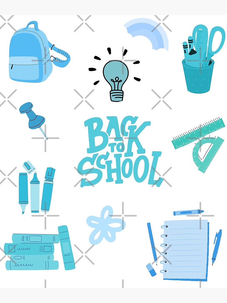 "Light Blue Back to school, school Subject Sticker Pack " Photographic ...