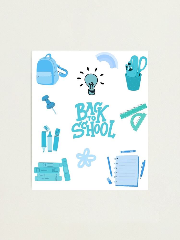 "Light Blue Back to school, school Subject Sticker Pack " Photographic ...