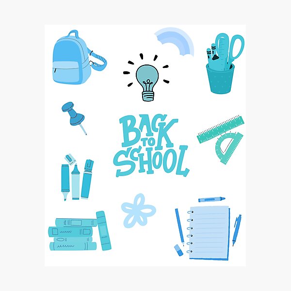 "Light Blue Back to school, school Subject Sticker Pack " Photographic ...