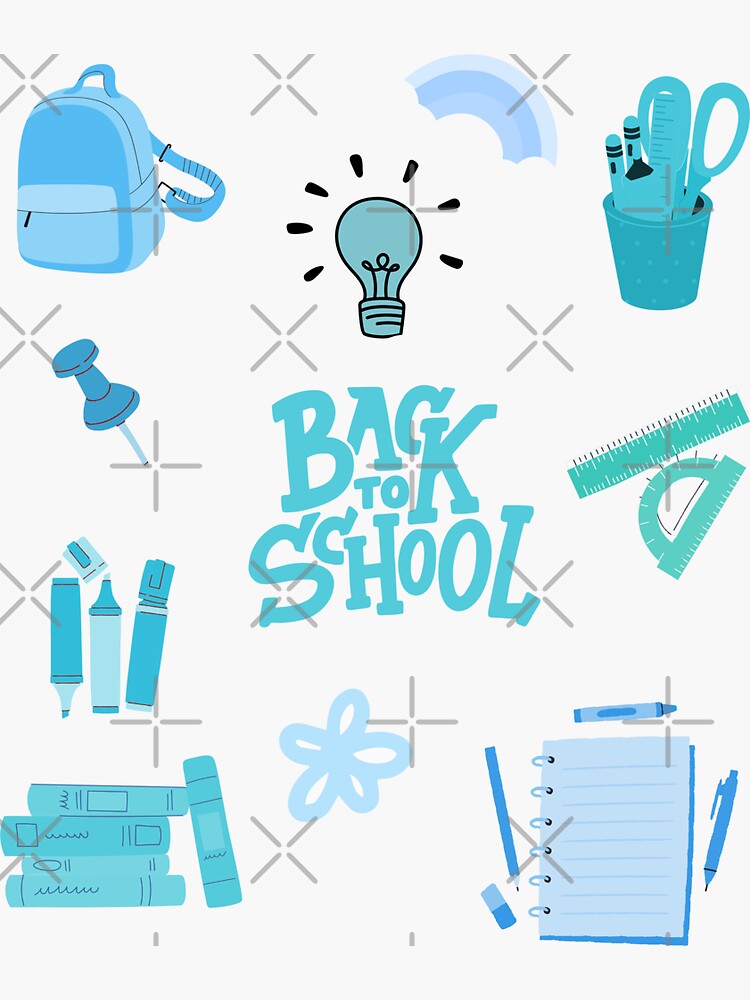 "Light Blue Back to school, school Subject Sticker Pack " Sticker for ...