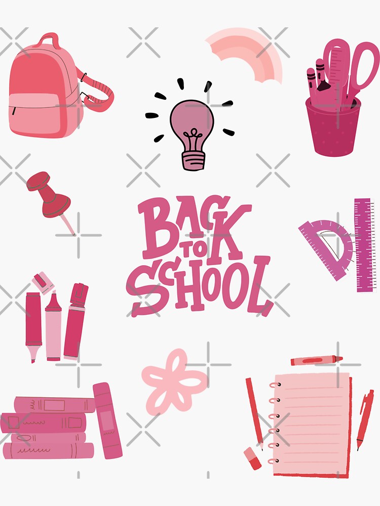 "PINK Back to school, school Subject Sticker Pack" Sticker for Sale by ...