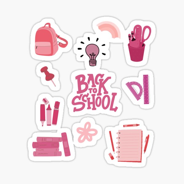 "PINK Back to school, school Subject Sticker Pack" Sticker for Sale by ...