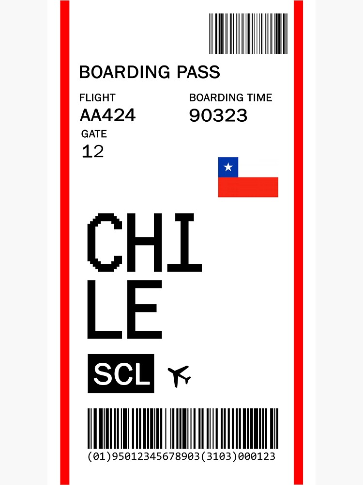 "Chile Santiago de Chile Boarding Pass Airlane Ticket Luggage Airplane ...