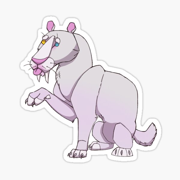 "White Saber Toothed Cat" Sticker for Sale by Upbeat-Cryptid | Redbubble