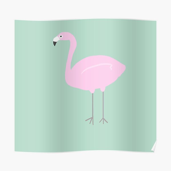 "Getting Ready To Mingle , Pink Flamingo with light pastel green background -" Poster for Sale ...