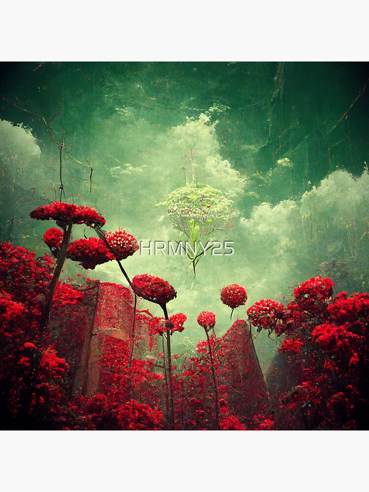 "Flower Utopia Comic Cosmic Plants Future Meditation Space" Sticker for ...