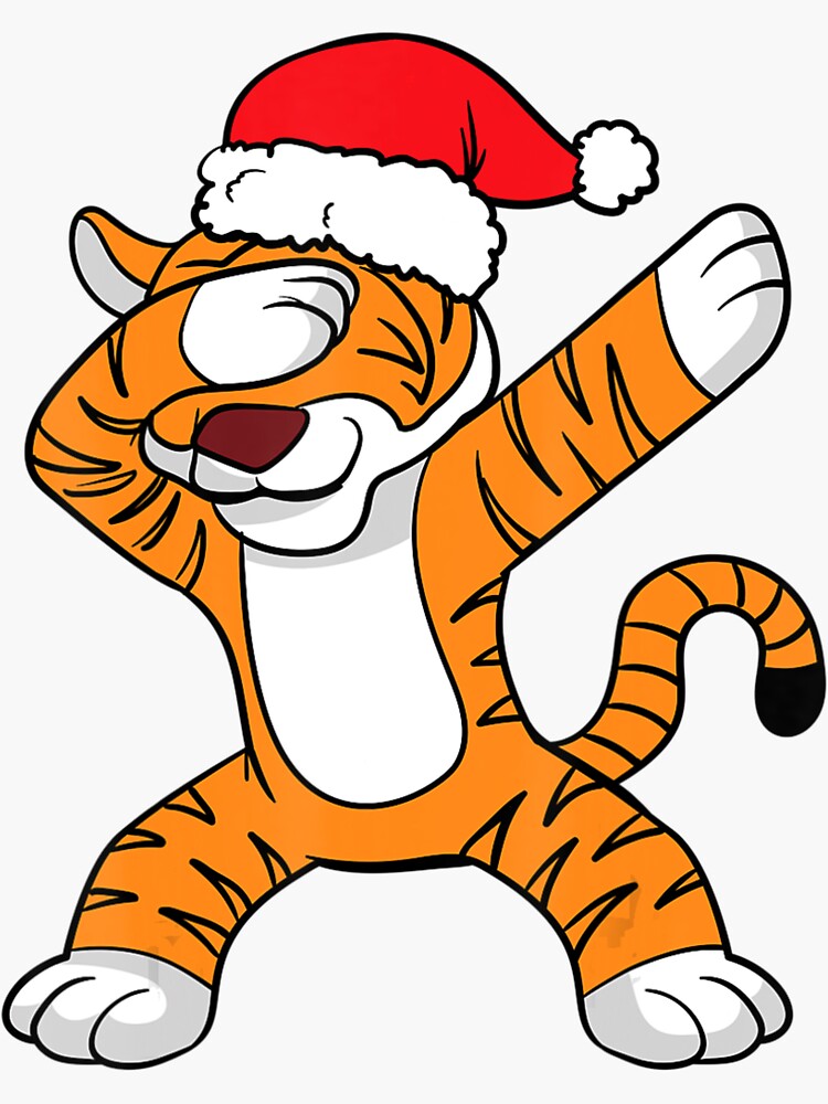 "Tiger Animal Dabbing Dab Dancing Christmas" Sticker for Sale by ...