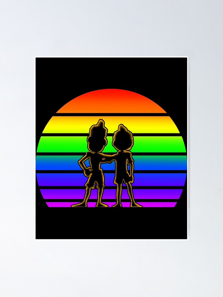 "Rainbow Sunset with Luca and Alberto - Cartoon Black" Poster for Sale ...