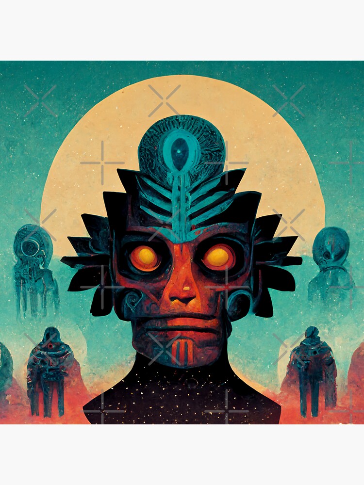 "Aztec Alien (Fully produced with artificial intelligence)" Sticker for ...