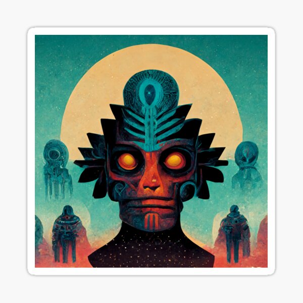 "Aztec Alien (Fully produced with artificial intelligence)" Sticker for ...