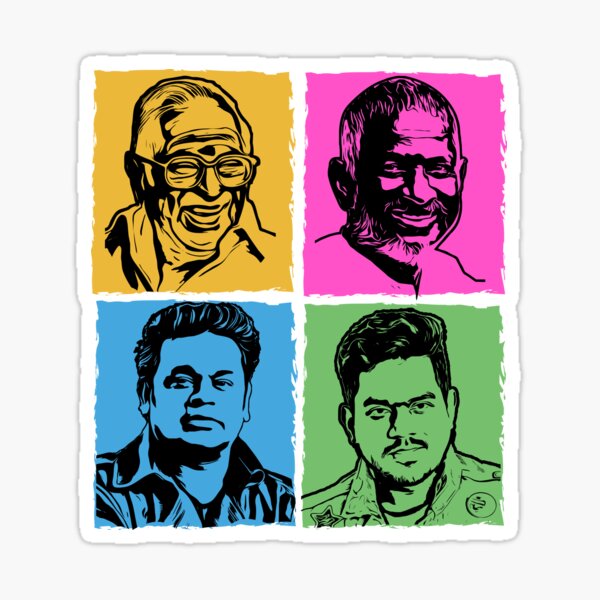 "ms viswanadhan ilaiyaraja ar rahman yuvan " Sticker for Sale by ...