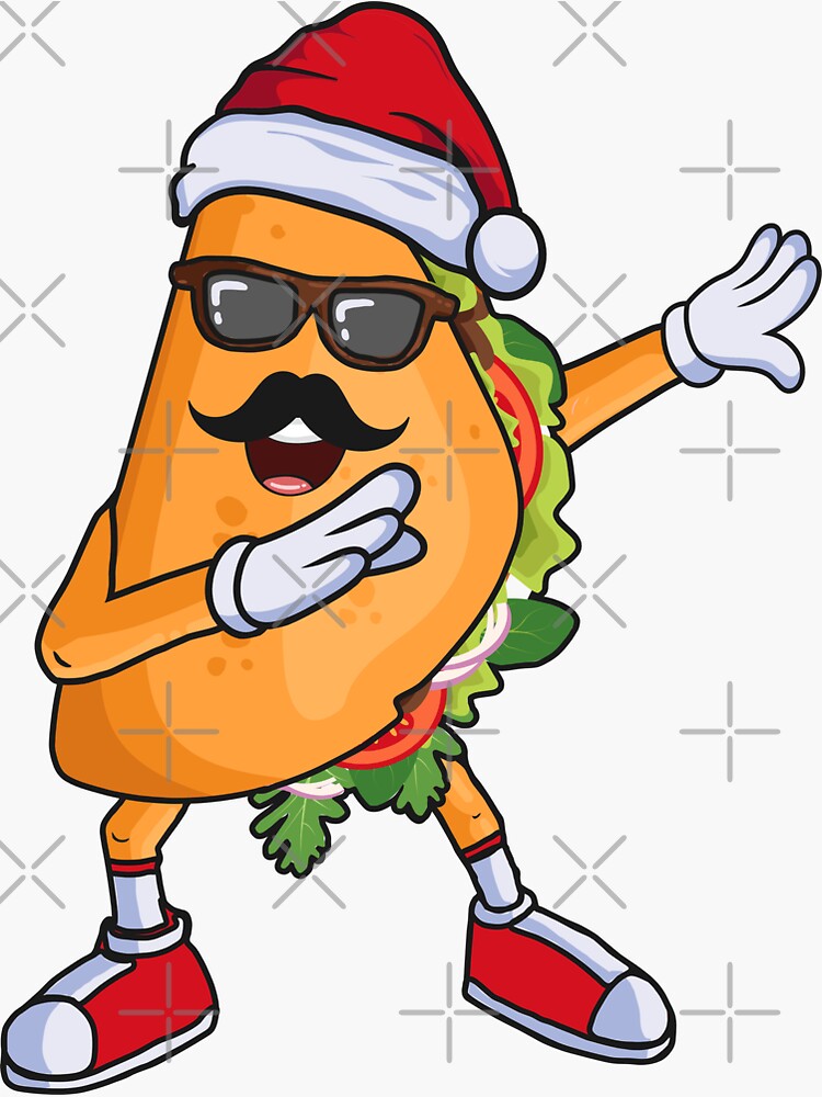 "Christmas Taco Dabbing with Santa Claus Hat" Sticker for Sale by ...