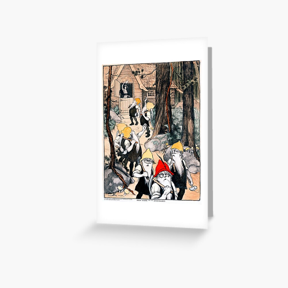 Vintage Snow White And The Seven Dwarfs Illustration Greeting Card