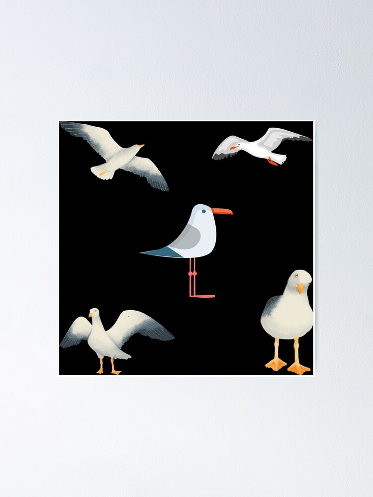 "seagulls sticker pack" Poster for Sale by stickers-packs | Redbubble