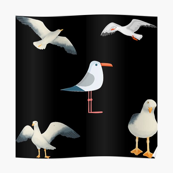 "seagulls sticker pack" Poster for Sale by stickers-packs | Redbubble