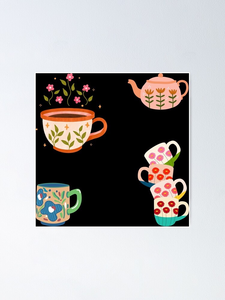 "fancy tea cup sticker pack" Poster for Sale by stickers-packs | Redbubble
