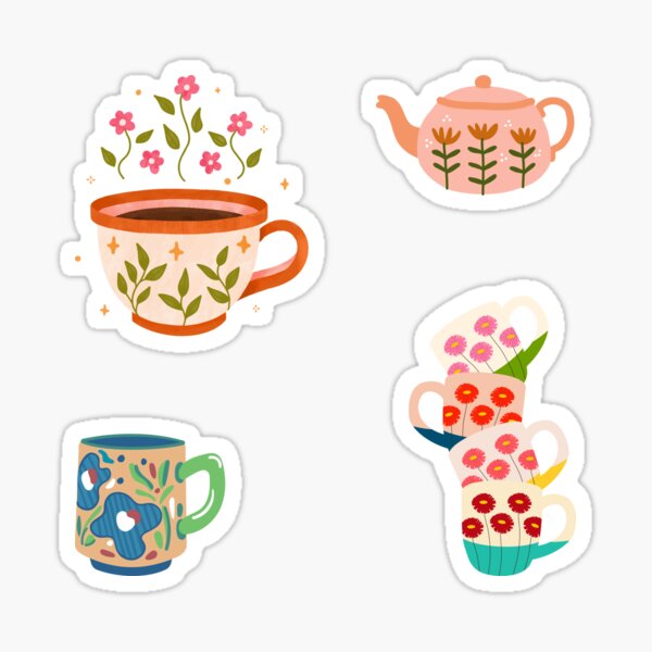 "fancy tea cup sticker pack" Sticker for Sale by stickers-packs | Redbubble