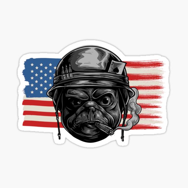 "American soldier pug" Sticker for Sale by aysa-store | Redbubble