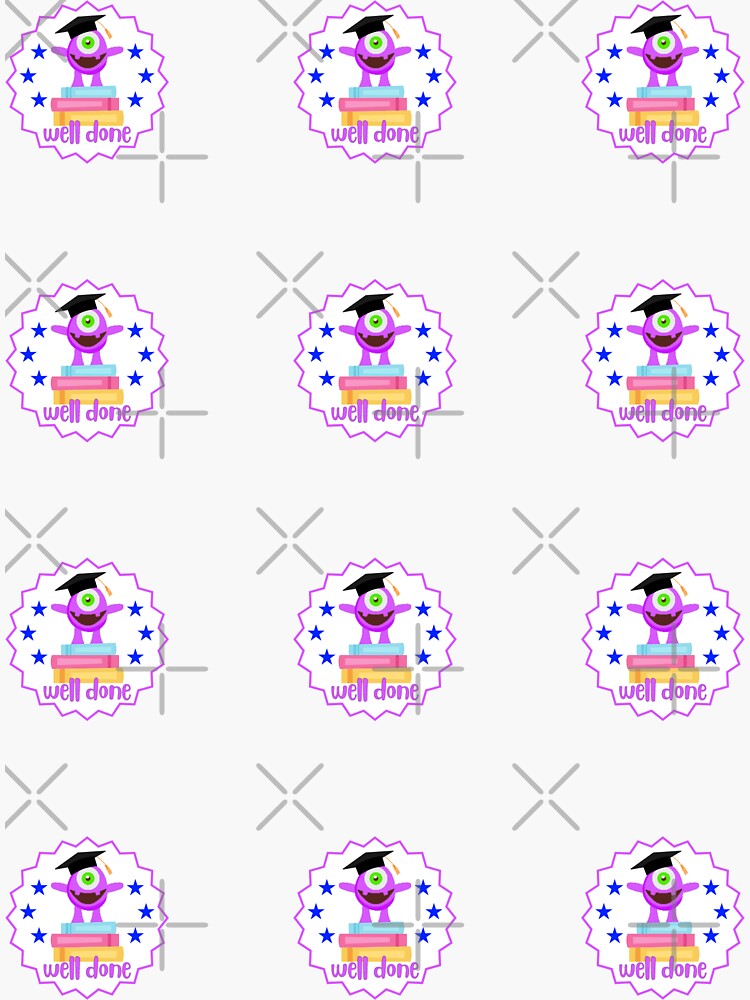 "Well Done Fun Cute Monster Teacher Parent Reward Motivational" Sticker ...