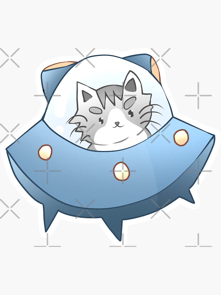 "Cat UFO" Sticker for Sale by Stupickeroonies | Redbubble