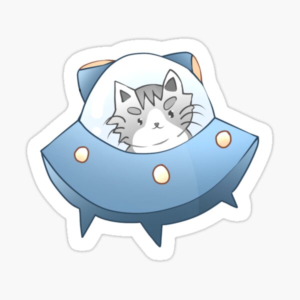 "Cat UFO" Sticker for Sale by Stupickeroonies | Redbubble