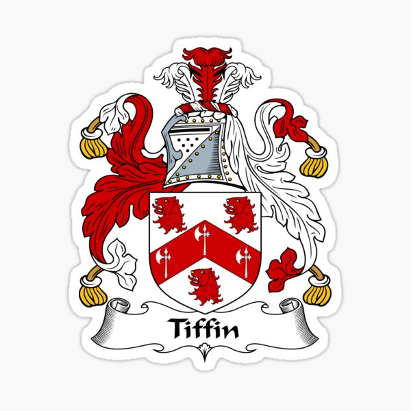 "Tiffin " Sticker for Sale by HaroldHeraldry | Redbubble