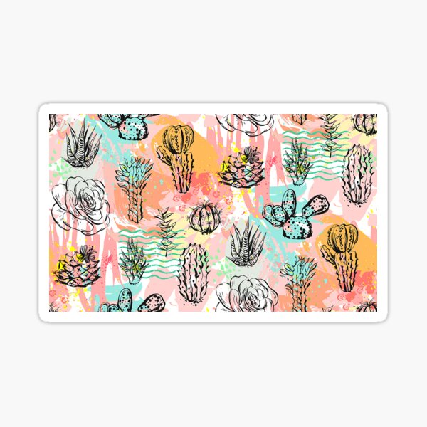 "Hand drawn cactus seamless color" Sticker for Sale by MartinRussell2 ...