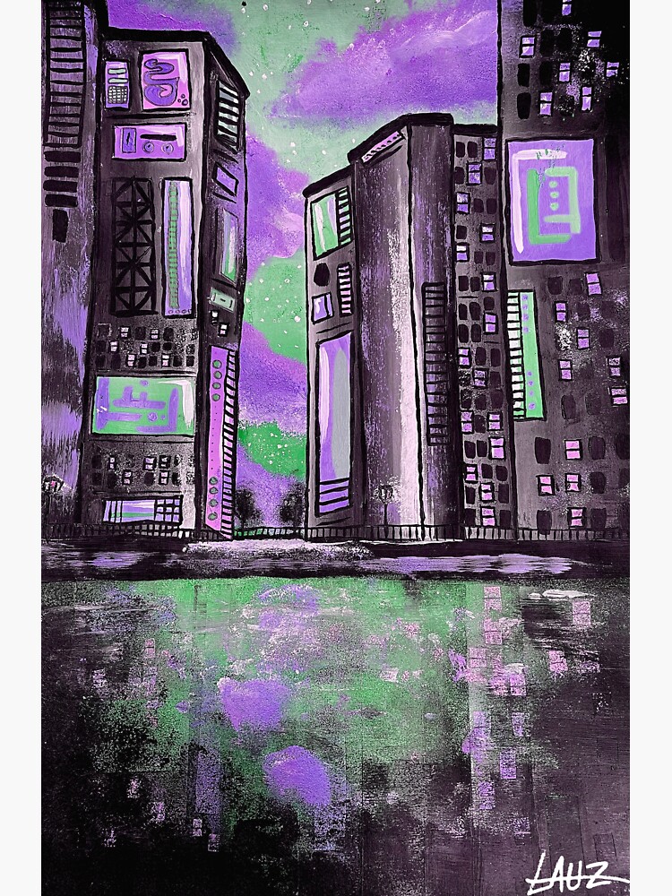 "Neon city lights | purple cityscape | NYC | Tokyo" Sticker for Sale by ...