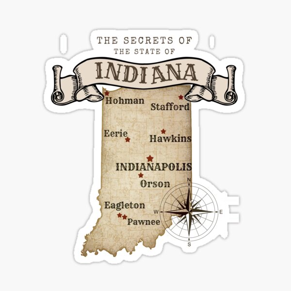 "Vintage Map Indiana TV show cities" Sticker for Sale by Oliver-B ...